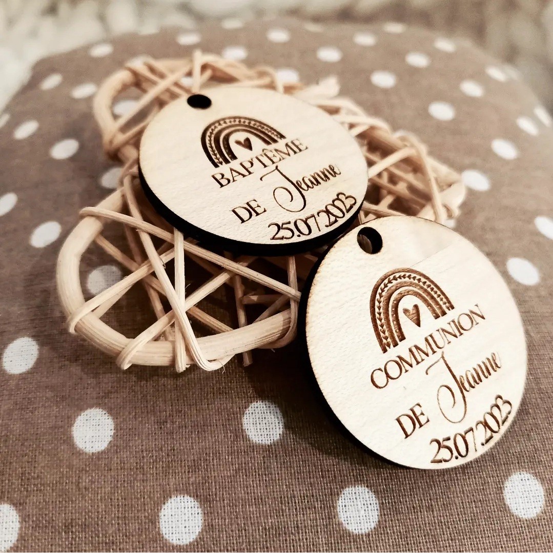 Étiquette arc-en-ciel, étiquettes personnalisées bois